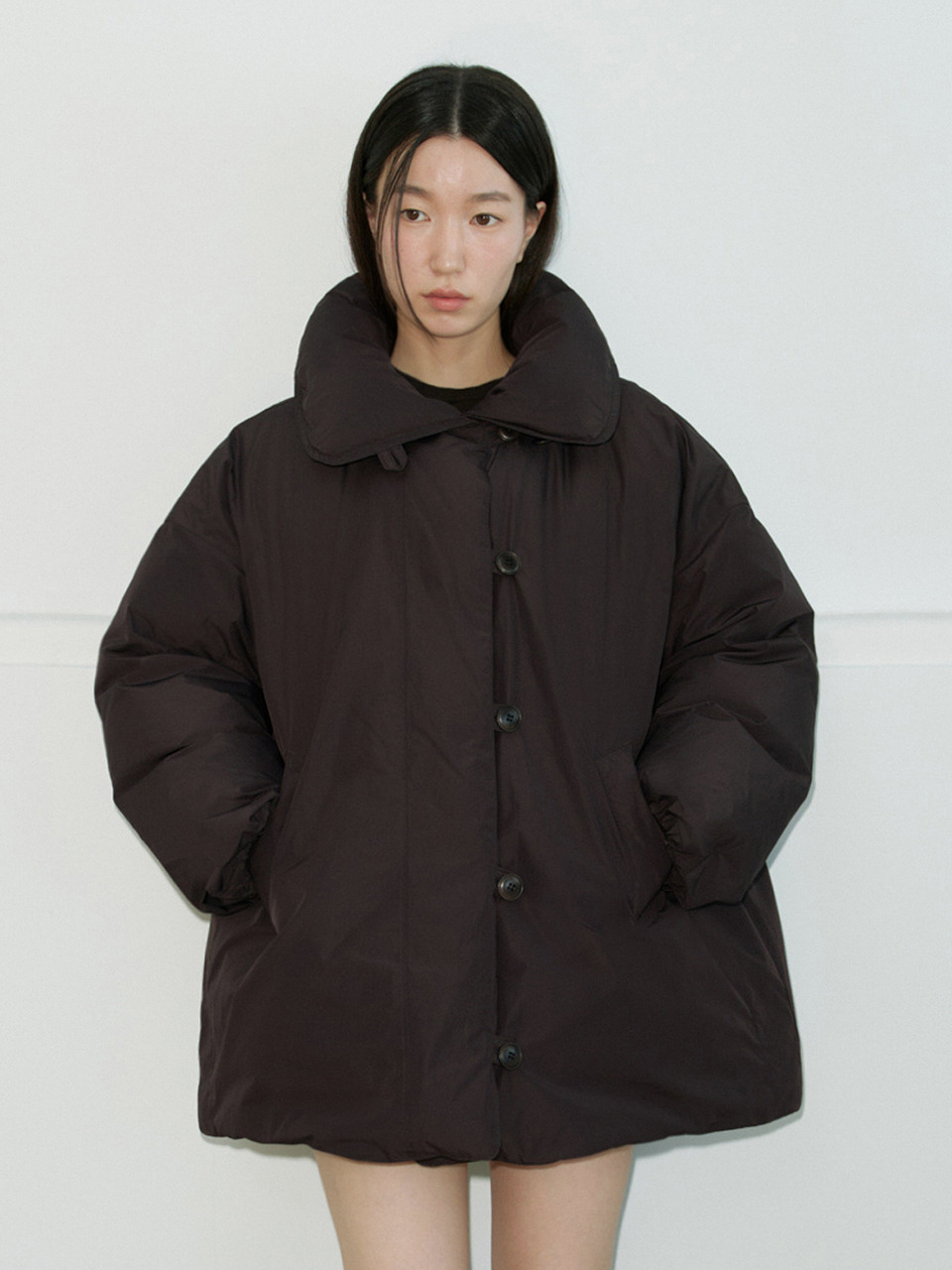 Duck Down Half Coat-Brown - 하고(HAGO)