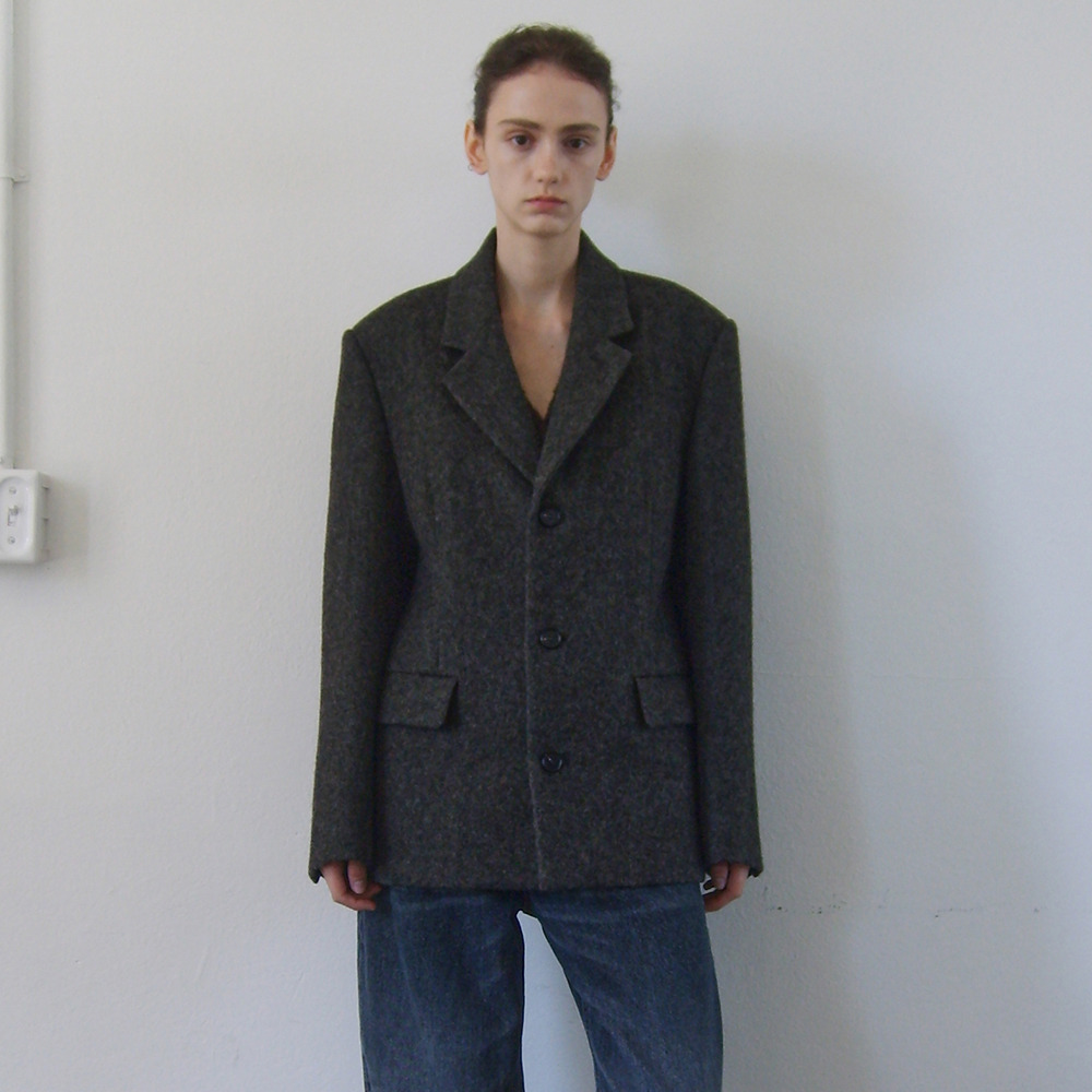 THREE BUTTON WOOL SINGLE JACKET - BROWN - 하고(HAGO)