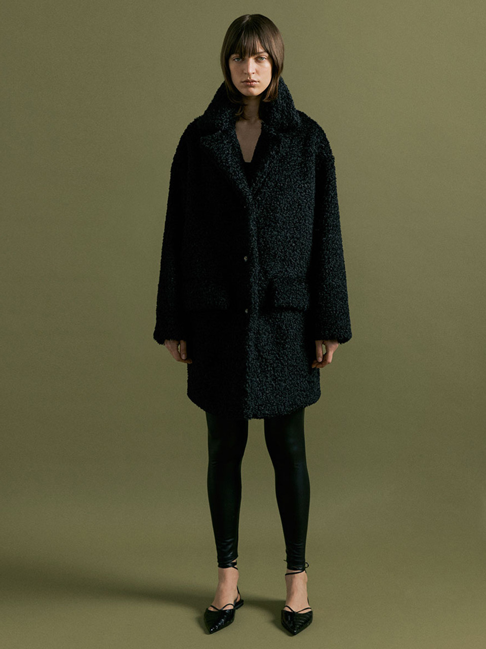 MANI double collar fur coat black - 하고(HAGO)