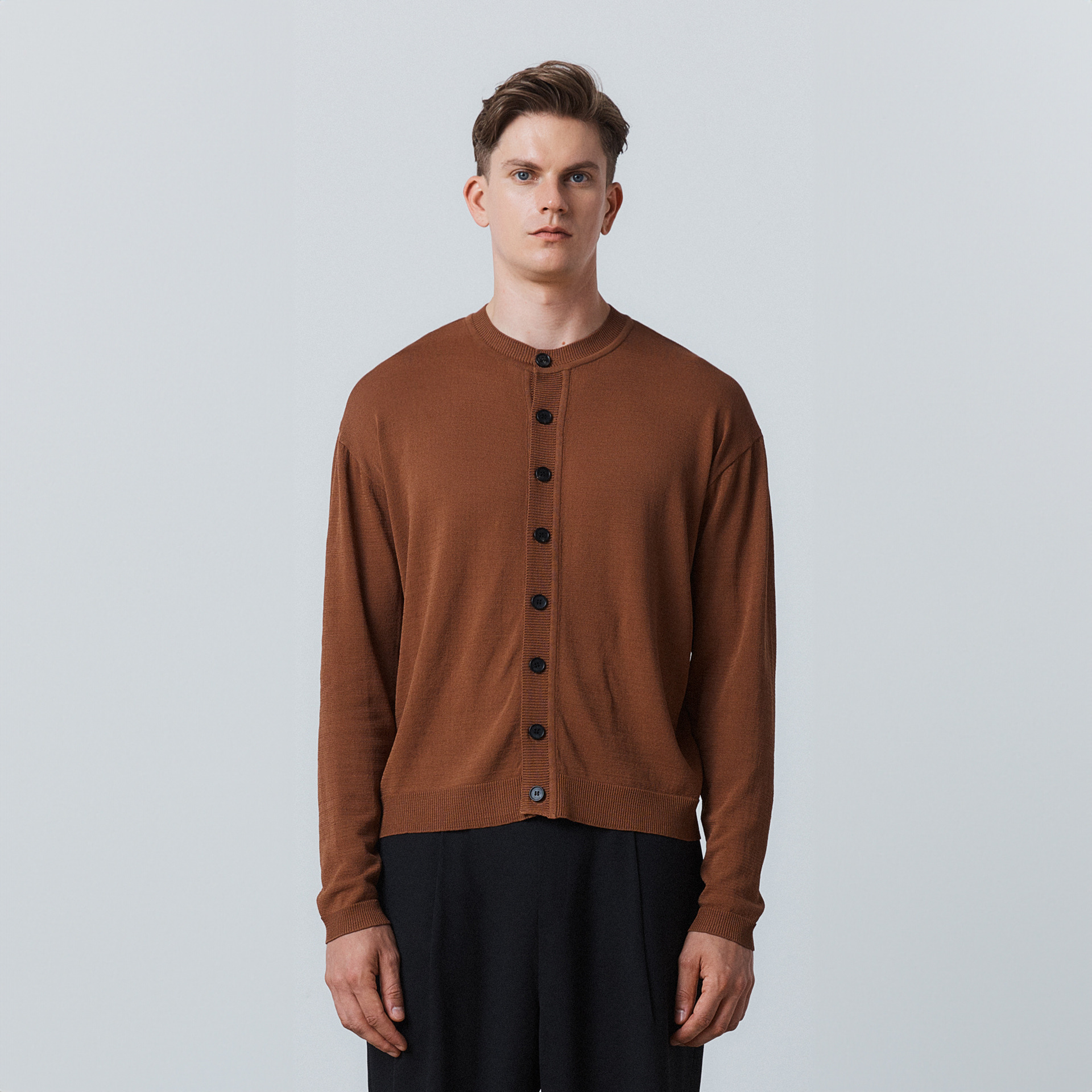 Comfort Blend Knit Cardigan Brown (Men) - HAGO(하고)