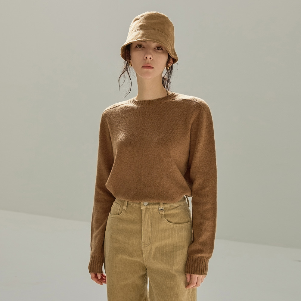 BASIC WOOL CREWNECK KNIT (BEIGE) - 하고(HAGO)
