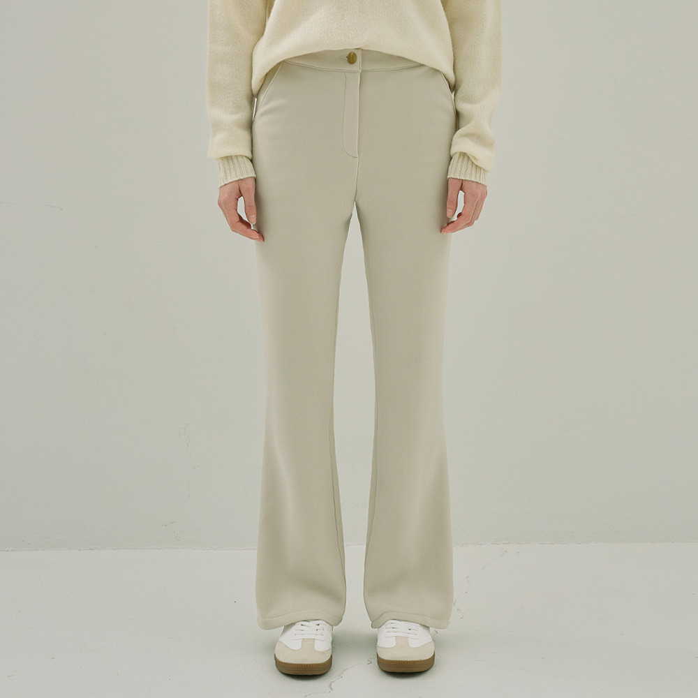 BOOTCUT LEG ELASTIC SLACKS (CREAM BEIGE) - 하고(HAGO)