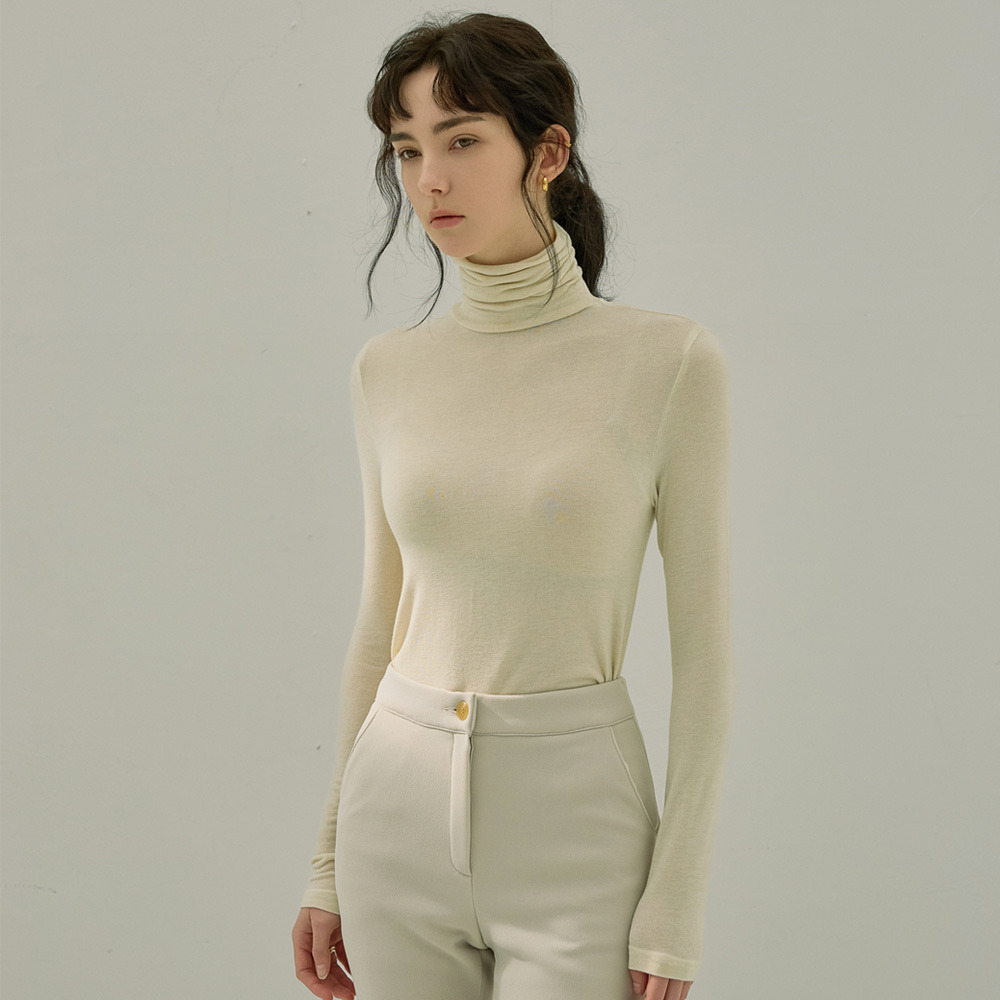 BASIC WOOL TURTLENECK T-SHIRT (IVORY) - 하고(HAGO)