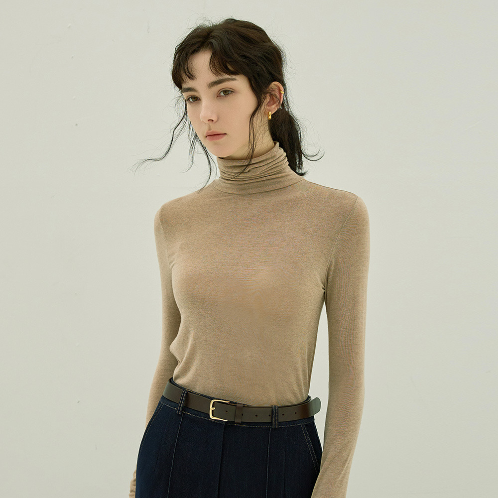 BASIC WOOL TURTLENECK T-SHIRT (BEIGE) - HAGO(하고)