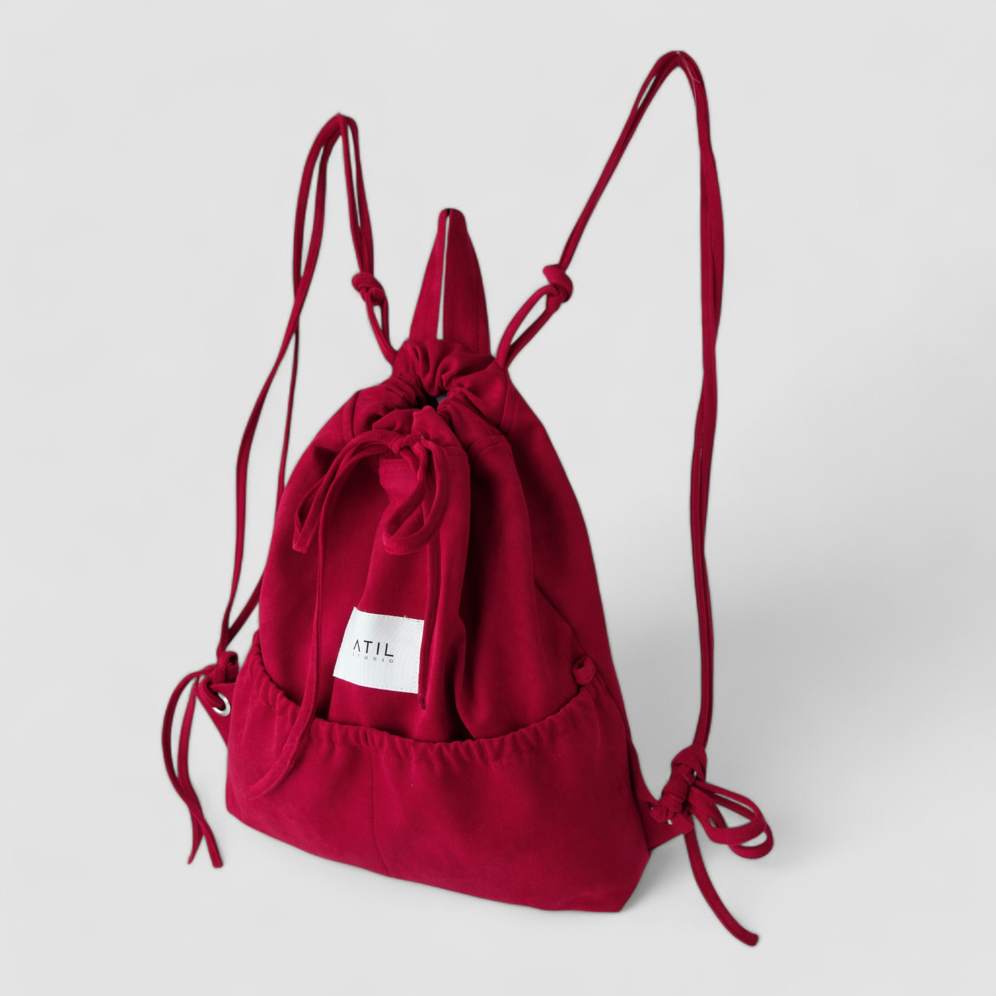 Suede Daily String Backpack_ [CHERRY RED] - 하고(HAGO)