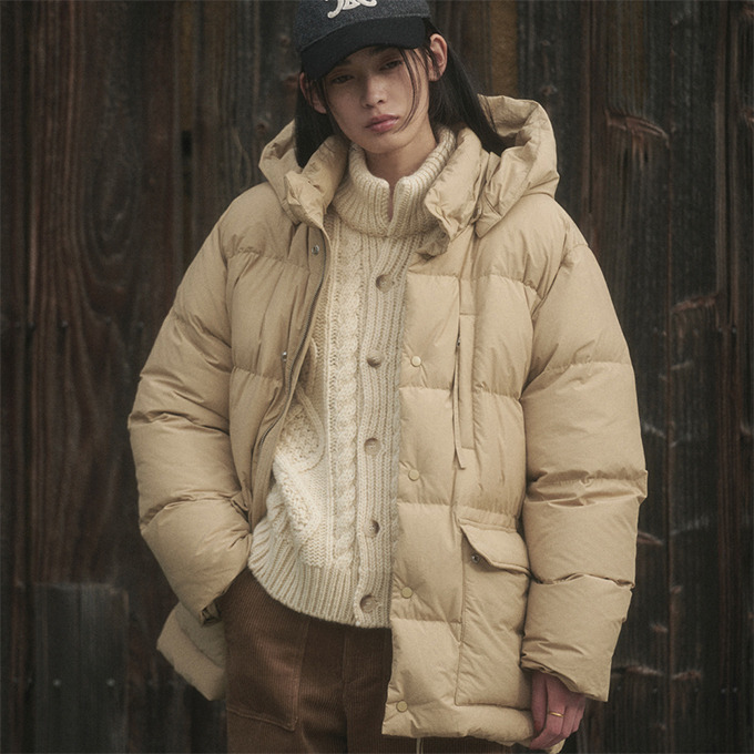 MORI HOOD DOWN PADDING_BEIGE - HAGO(하고)