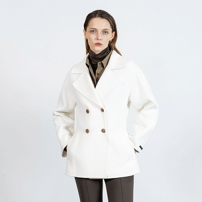 Feminine double breasted half-coat - ivory - 하고(HAGO)