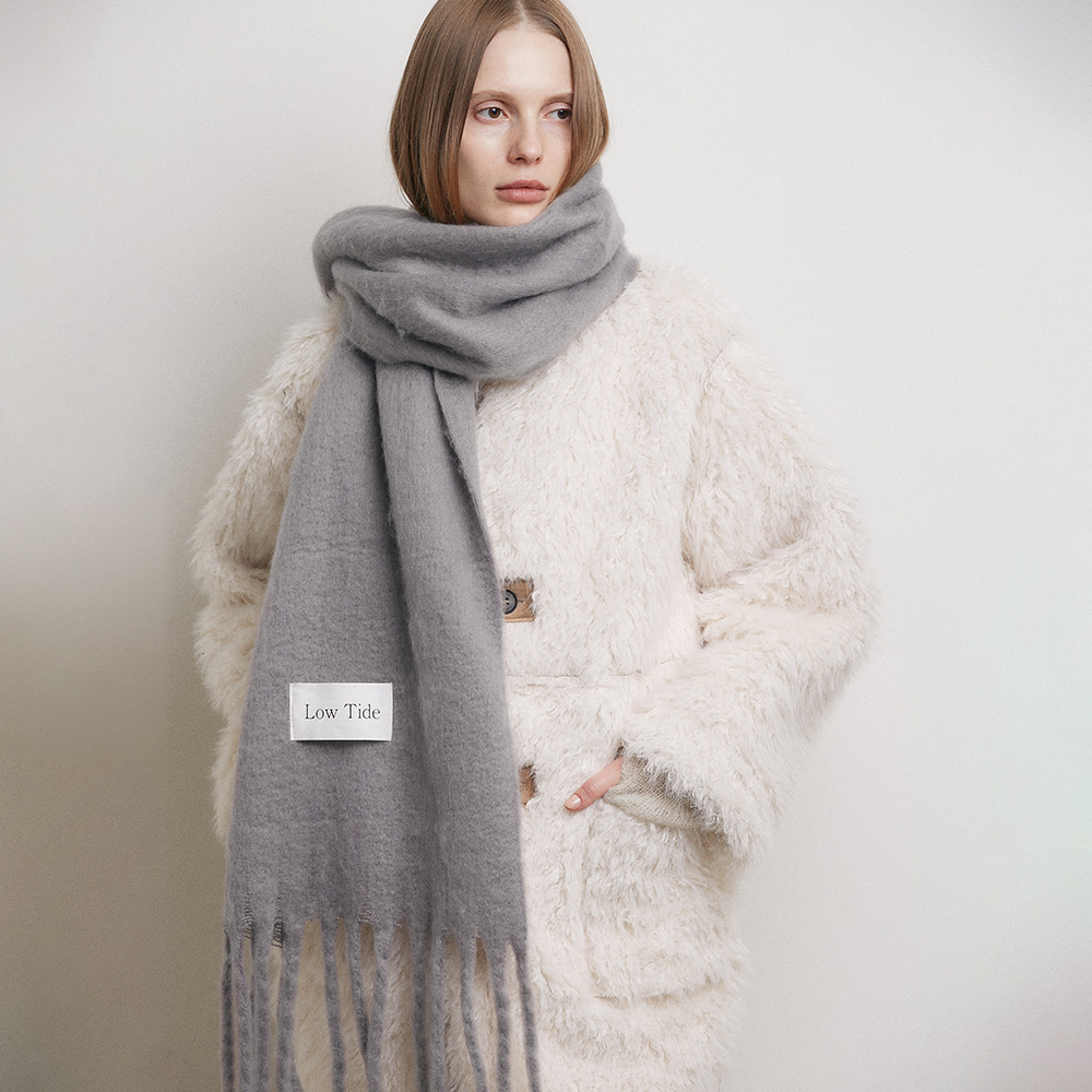 LOWTIDE BIG LABEL MUFFLER [GREY] - 하고(HAGO)