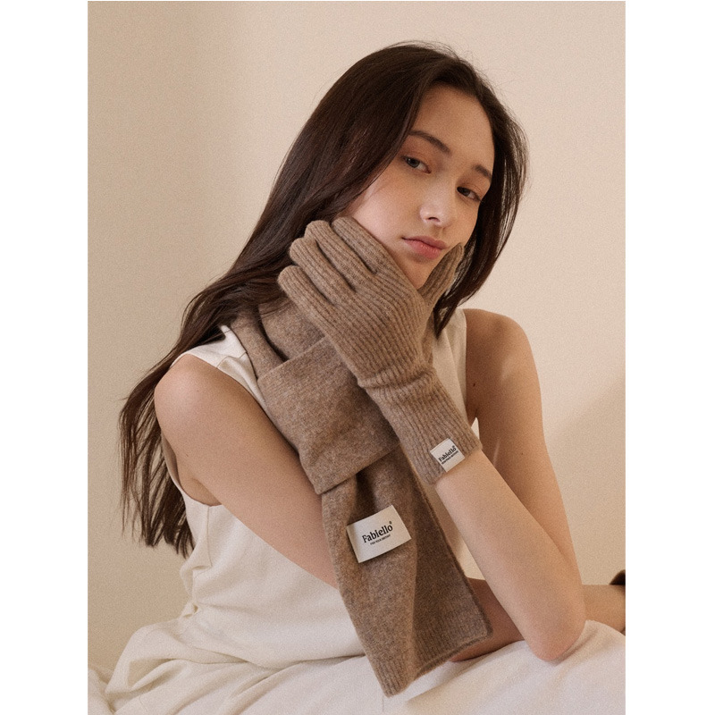 Galan muffler & glove set (beige) - HAGO(하고)