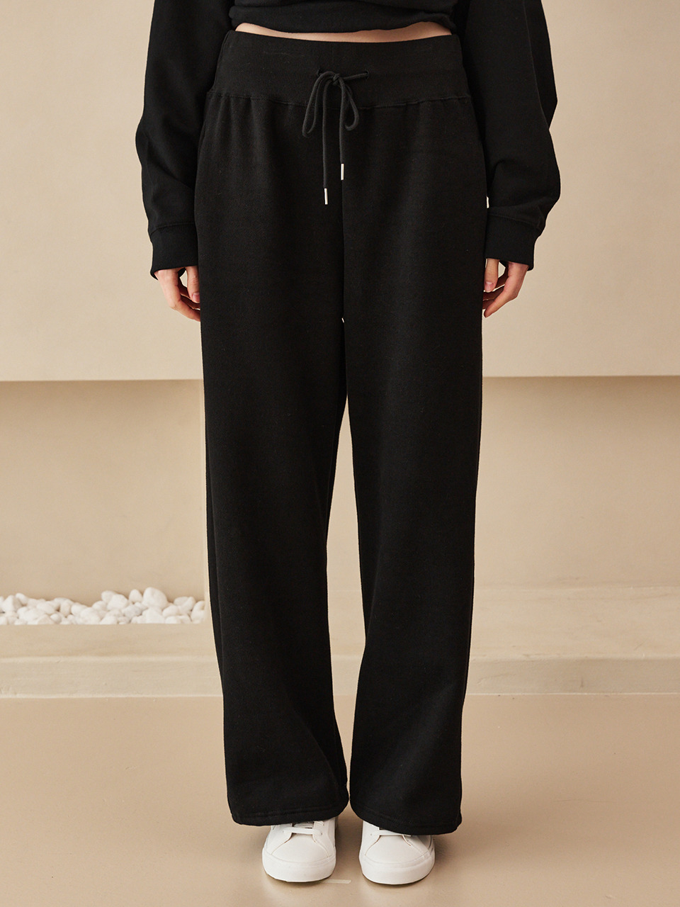 Wide Banding Sweat Pants - Black - 하고(HAGO)