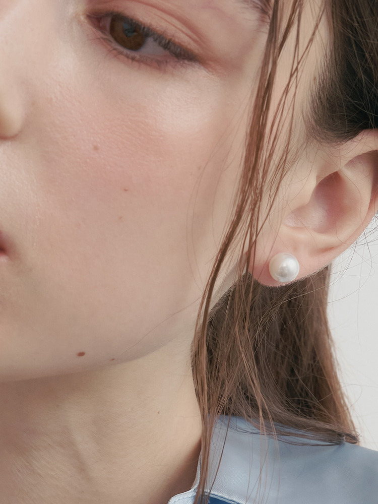 925 Silver 8mm Swarovski Pearl Earring - HAGO(하고)