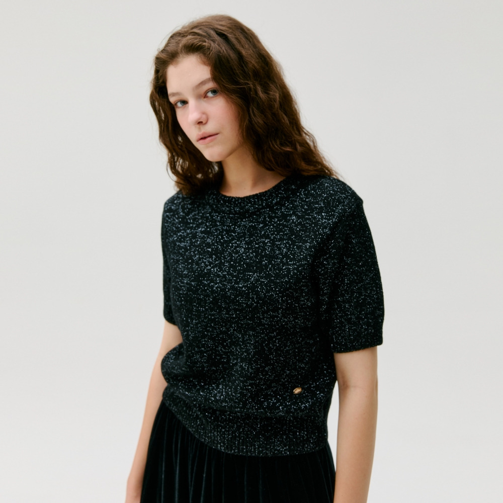 glitter knit pullover - black - 하고(HAGO)