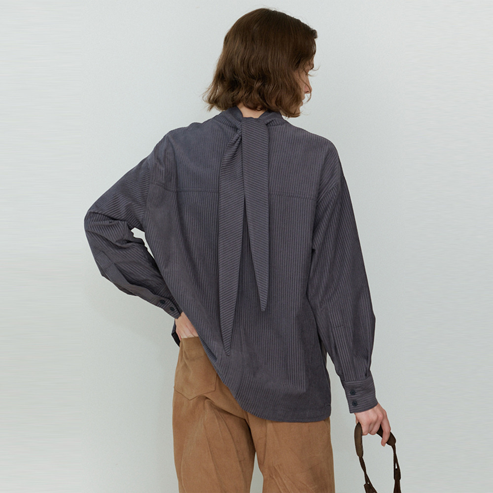 Scarf Neck Blouse(Charcoal) - HAGO(하고)