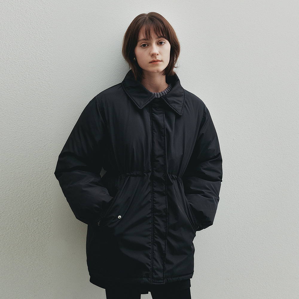 Light Half Padding Jumper (Black) - 하고(HAGO)