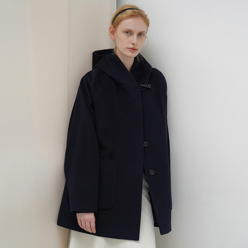 Claude hooded half coat (Navy) - 하고(HAGO)