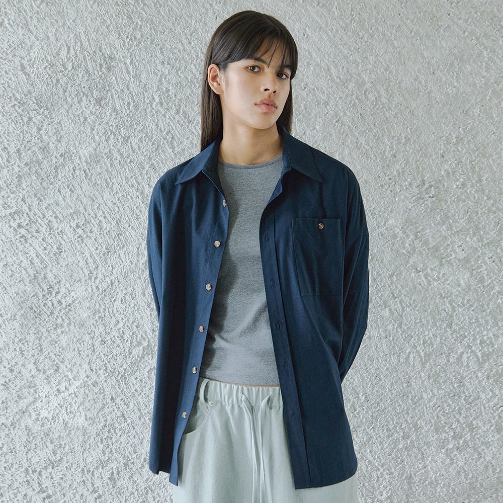 OXFORD OVERSIZED SHRITS / NAVY - HAGO(하고)