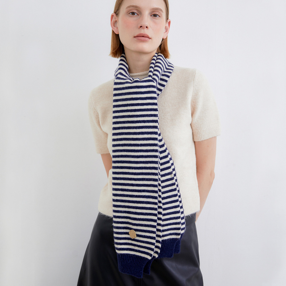 [25%쿠폰]basic stripe knit muffler (M040_navy) - 하고(HAGO)