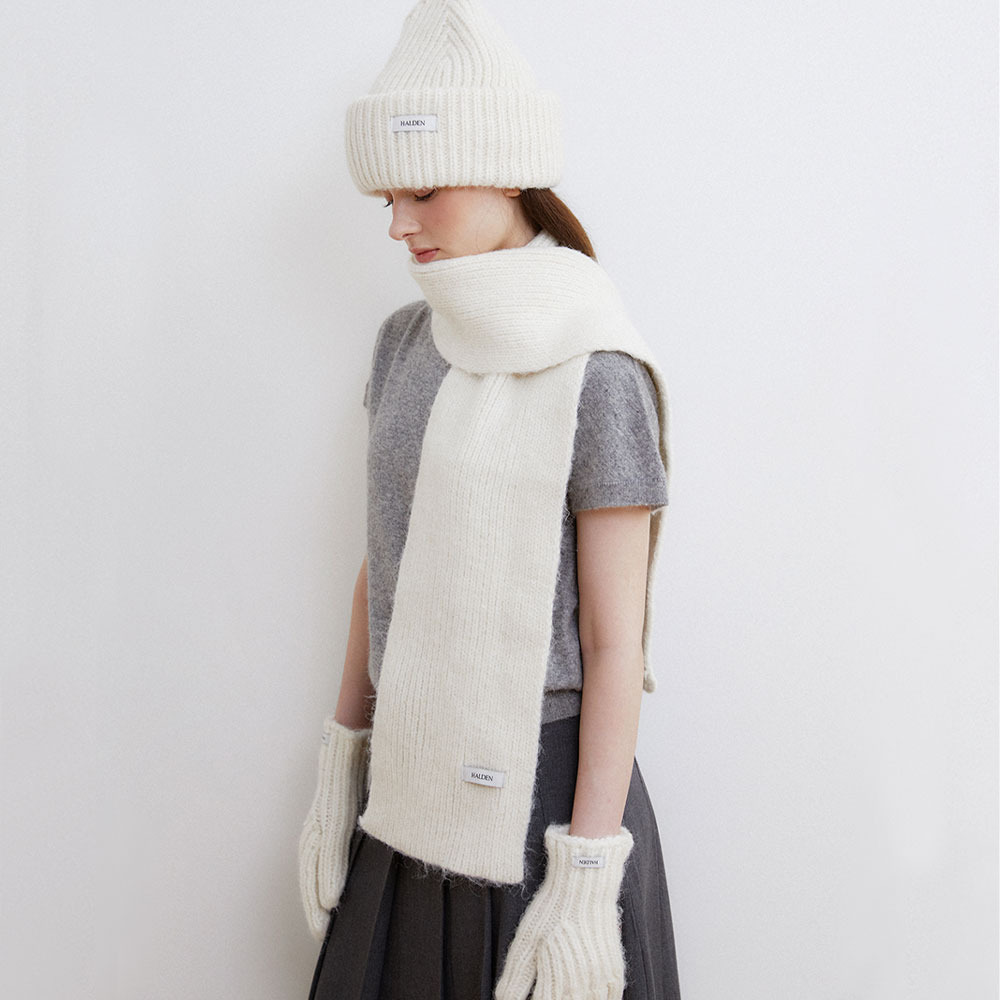 [3pack set] muffler gloves beanie winter set (M041_ivory) - 하고(HAGO)