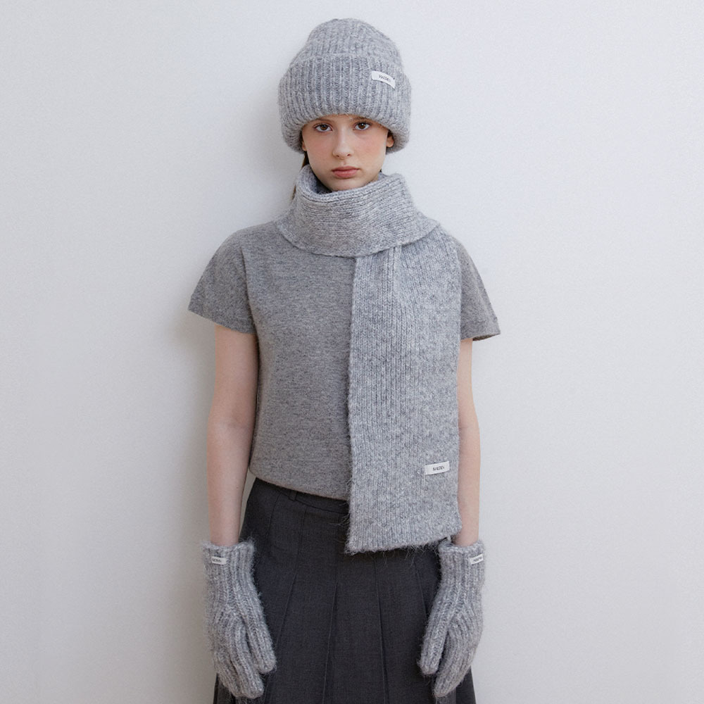 [5%중복쿠폰][3pack set] muffler gloves beanie winter set (M041_grey) - HAGO(하고)