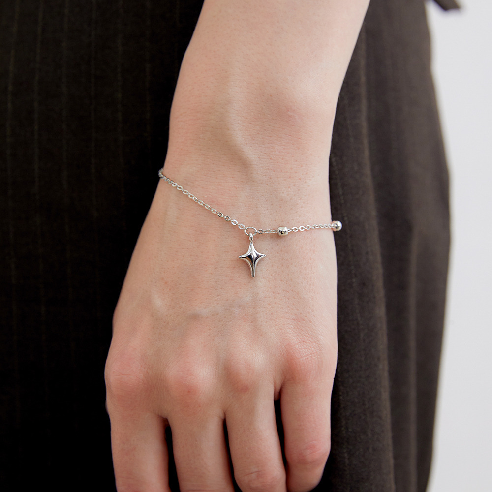 star pendant circle ball bracelet (W009_silver) - 하고(HAGO)