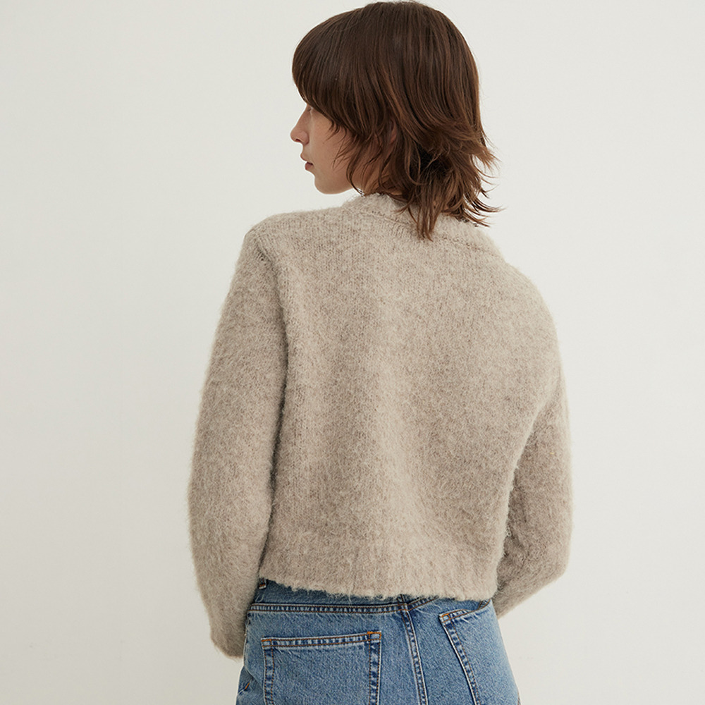 Brushed Crop Round knit_SAND STONE - 하고(HAGO)