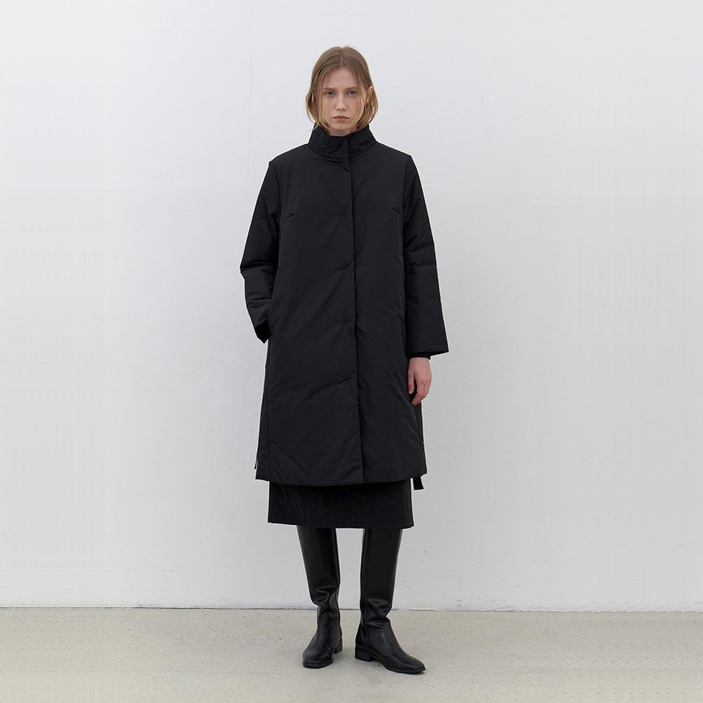 recycle belted padding coat-black - HAGO(하고)