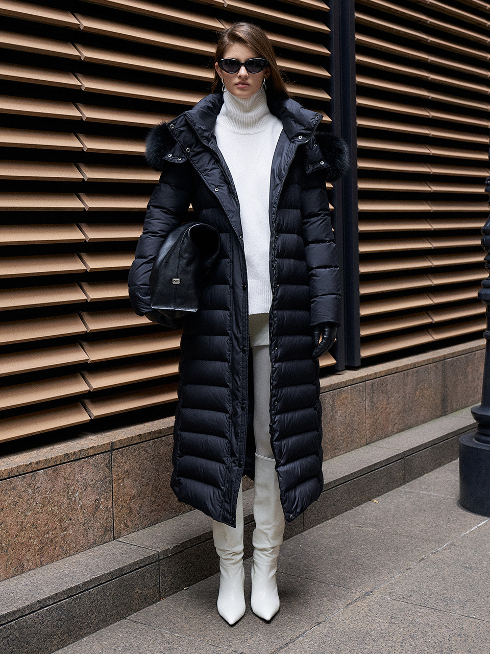 Fox Fur Belted Quilting Trench Duck Down Padding - HAGO(하고)