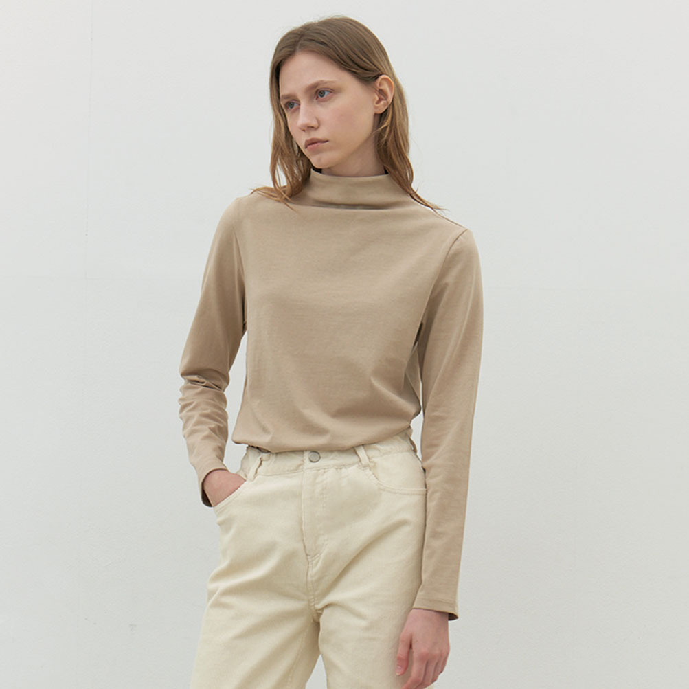 cotton turtle neck top -beige - 하고(HAGO)