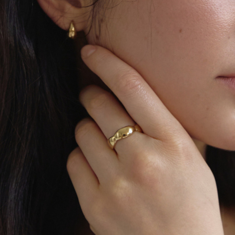 Pebble open ring (gold) - 하고(HAGO)