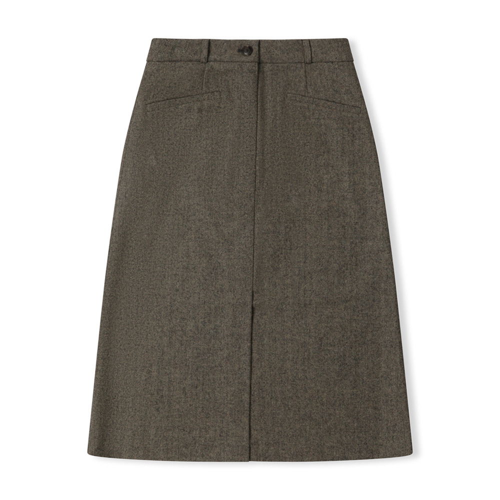 herringbone h Line skirt_berry brown - HAGO(하고)