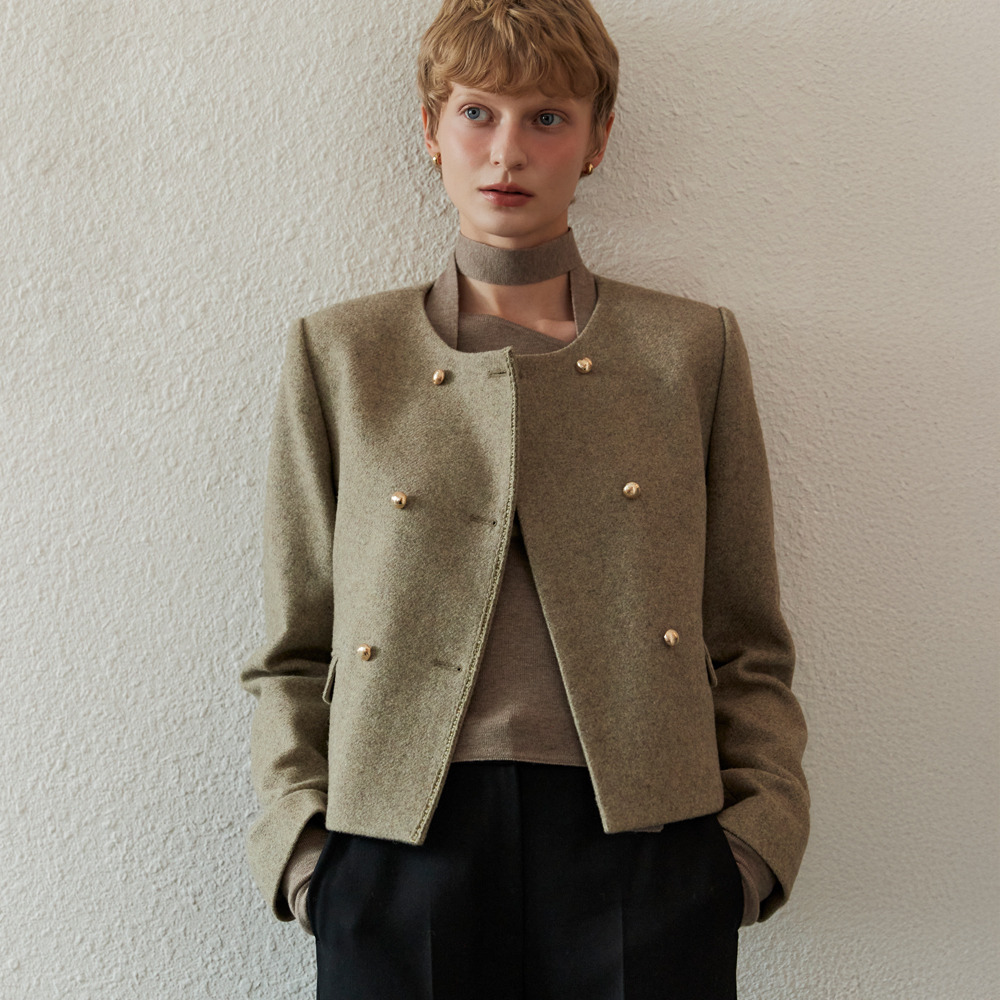 WOOL BLENDED DOUBLE JACKET_BEIGE - 하고(HAGO)