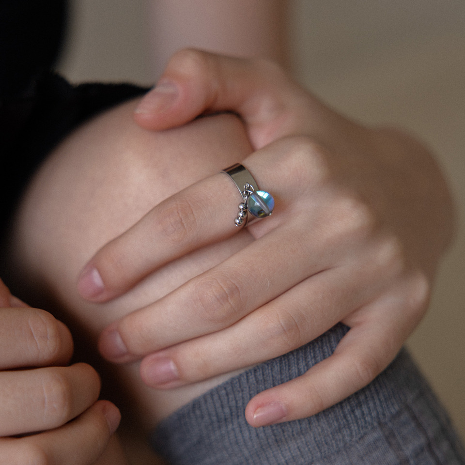 Grey moonstone bold ring - HAGO(하고)