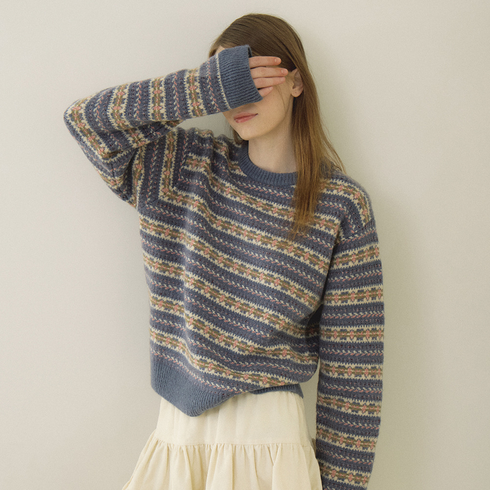 [wool] blooming knit 239 (blue) - 하고(HAGO)