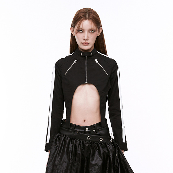 Zipped Crop Jacket (Black) - HAGO(하고)