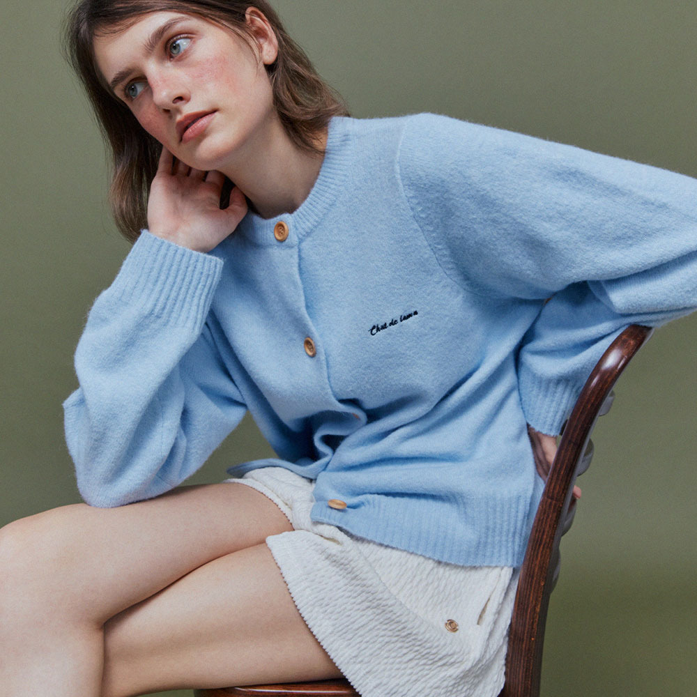 SOFT WOOL KNIT CARDIGAN [SKY BLUE] - 하고(HAGO)