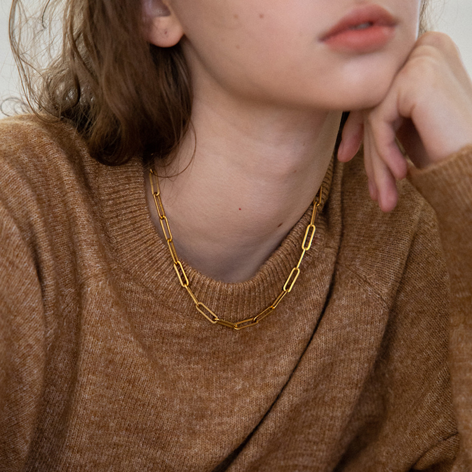 Bold clip chain gold necklace - 하고(HAGO)
