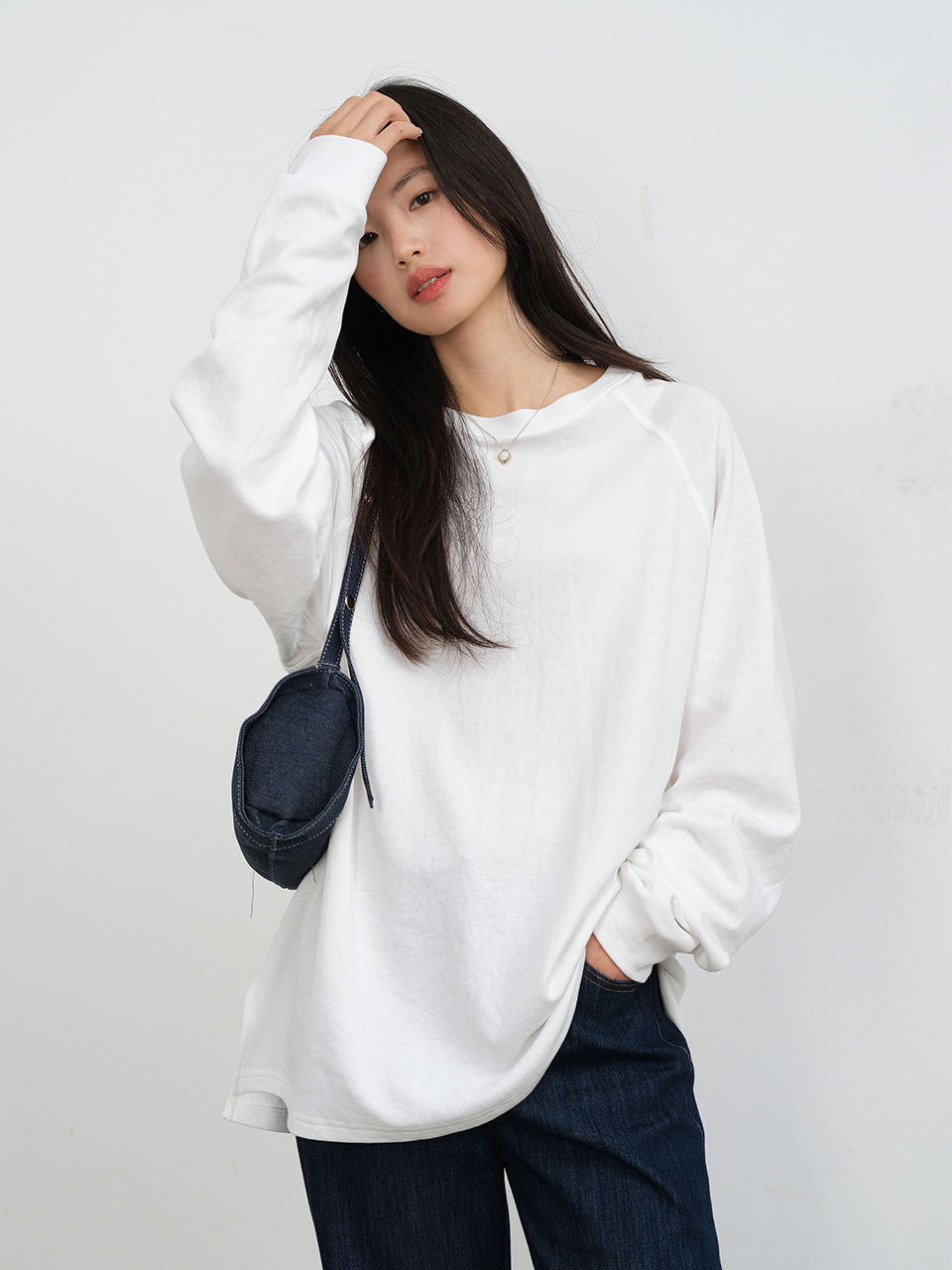 LS_Basic white long sleeve top - 하고(HAGO)
