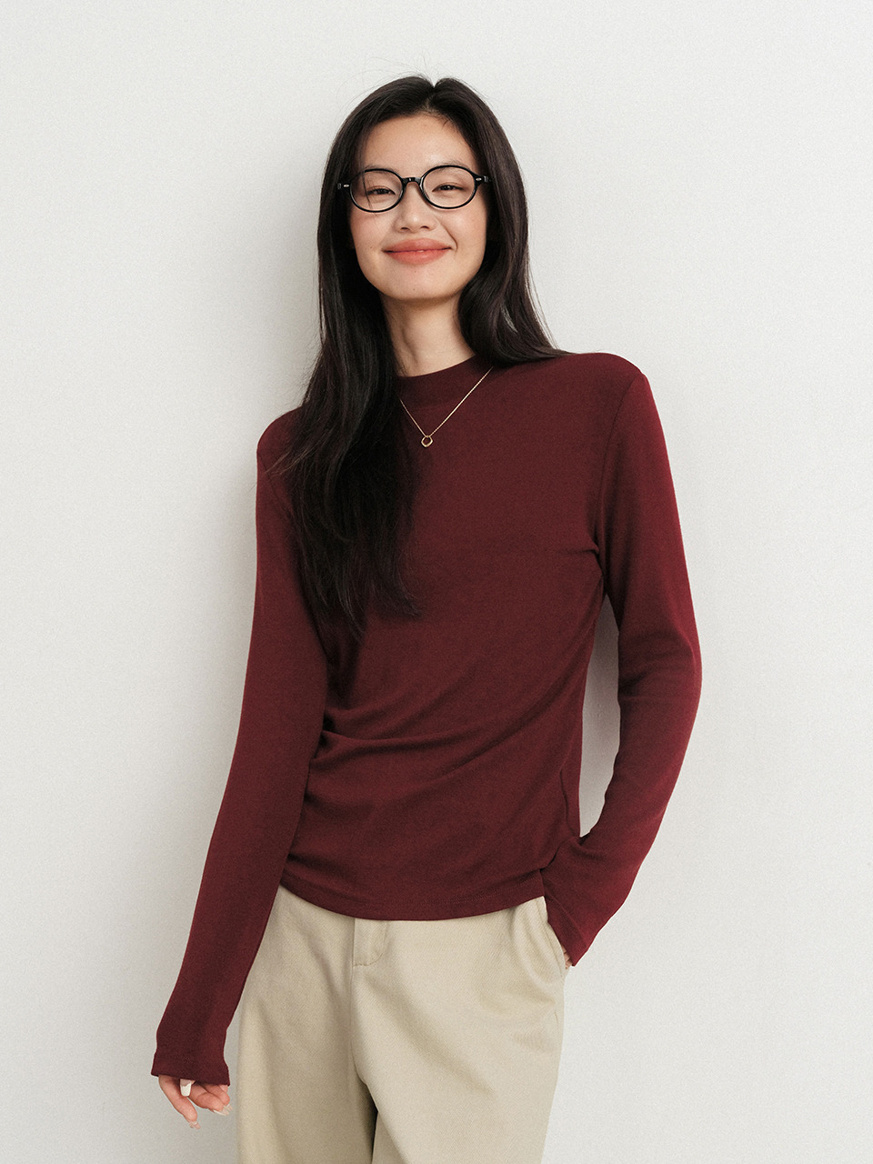 LS_Semi turtleneck slim knit top_4color - HAGO(하고)