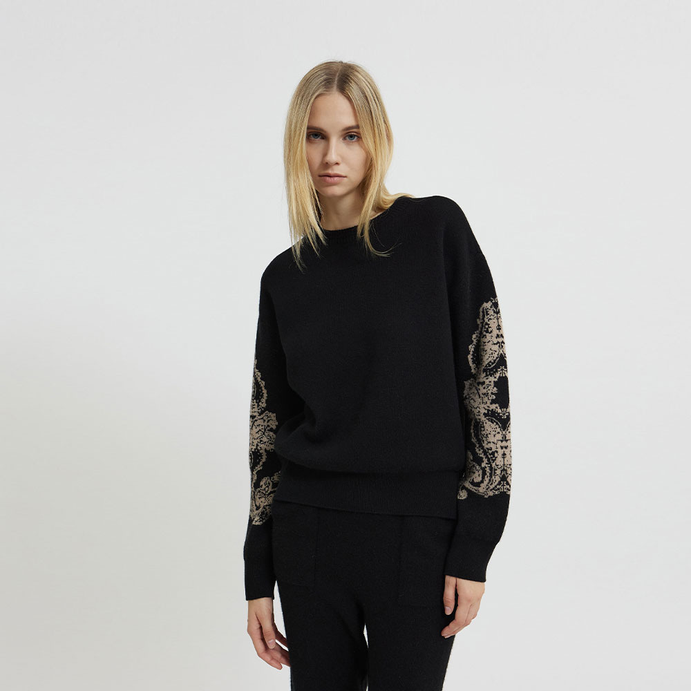 Jacquard Point Knit Pullover Black - HAGO(하고)