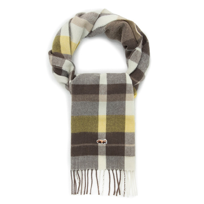 BABY LESSER PANDA PATCH CHECK MUFFLER BROWN YELLOW - HAGO(하고)