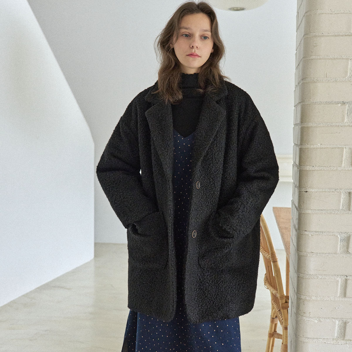 Half Buckle Padding Coat - BLACK - HAGO(하고)