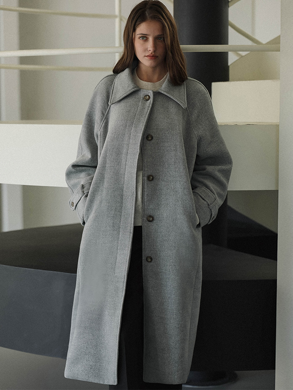 Formal Balmacaan Wool Coat [Gray] - HAGO(하고)
