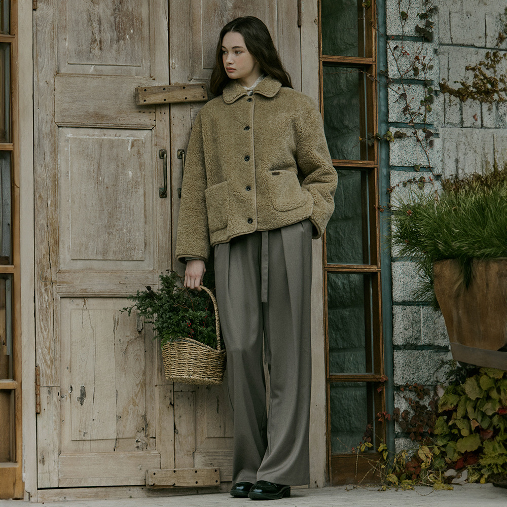 Two button belt straight slacks - dustyolive - 하고(HAGO)