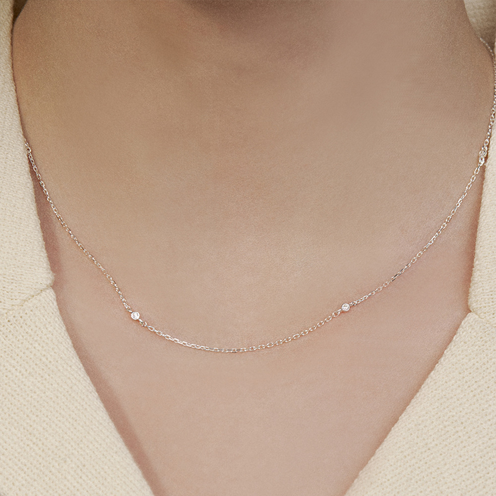 [sv925] thin bezel cubic necklace - HAGO(하고)