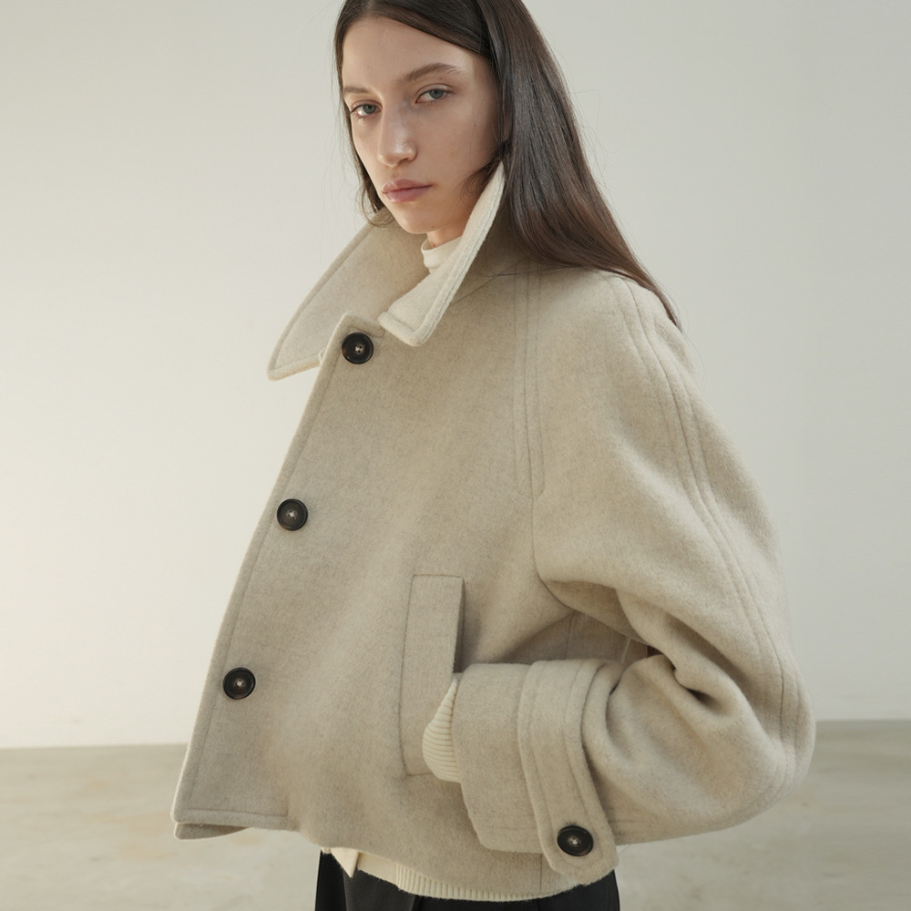RAGLAN SHORT WOOL COAT / OATMEAL - 하고(HAGO)