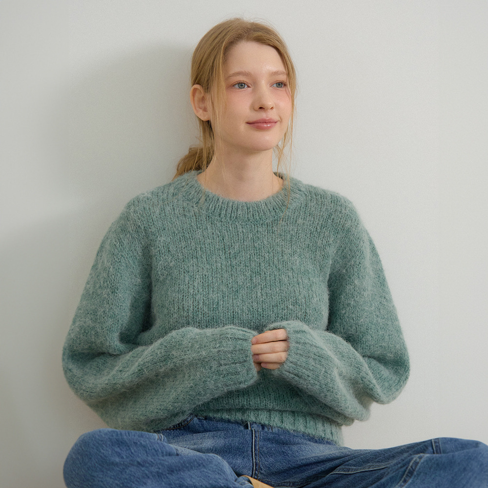 [하객룩특가]ROUND NECK ALPACA KNIT_MINT - 하고(HAGO)