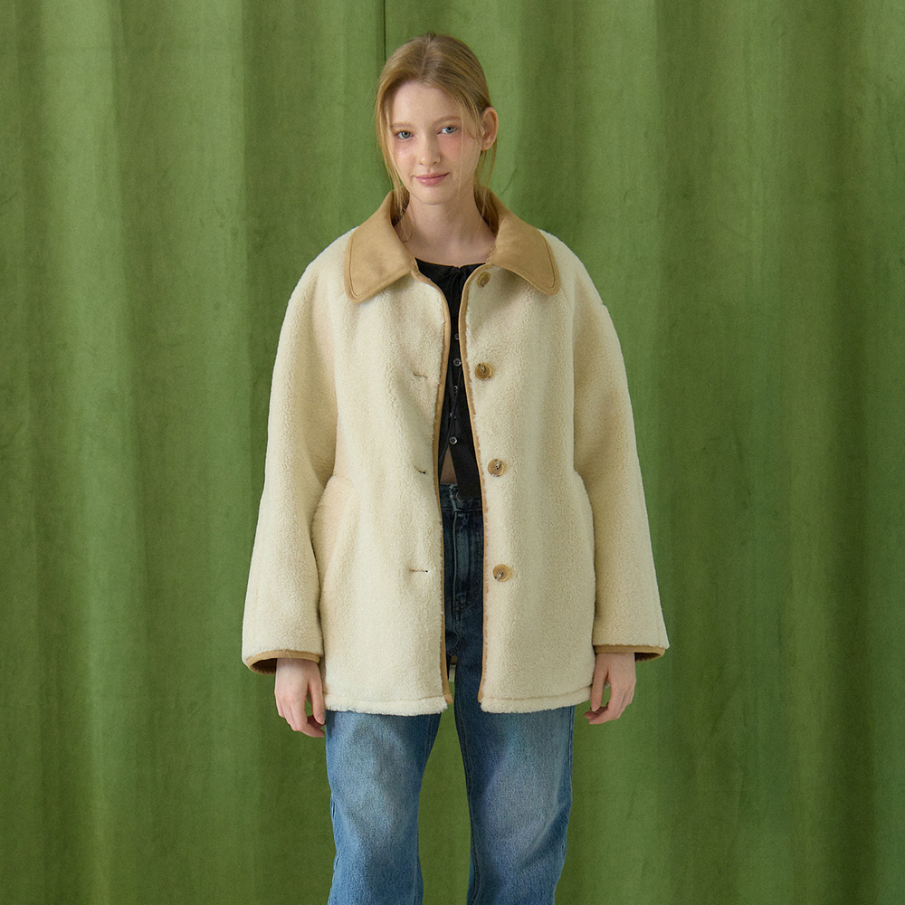 MUSTANG FUR HALF COAT_IVORY - 하고(HAGO)