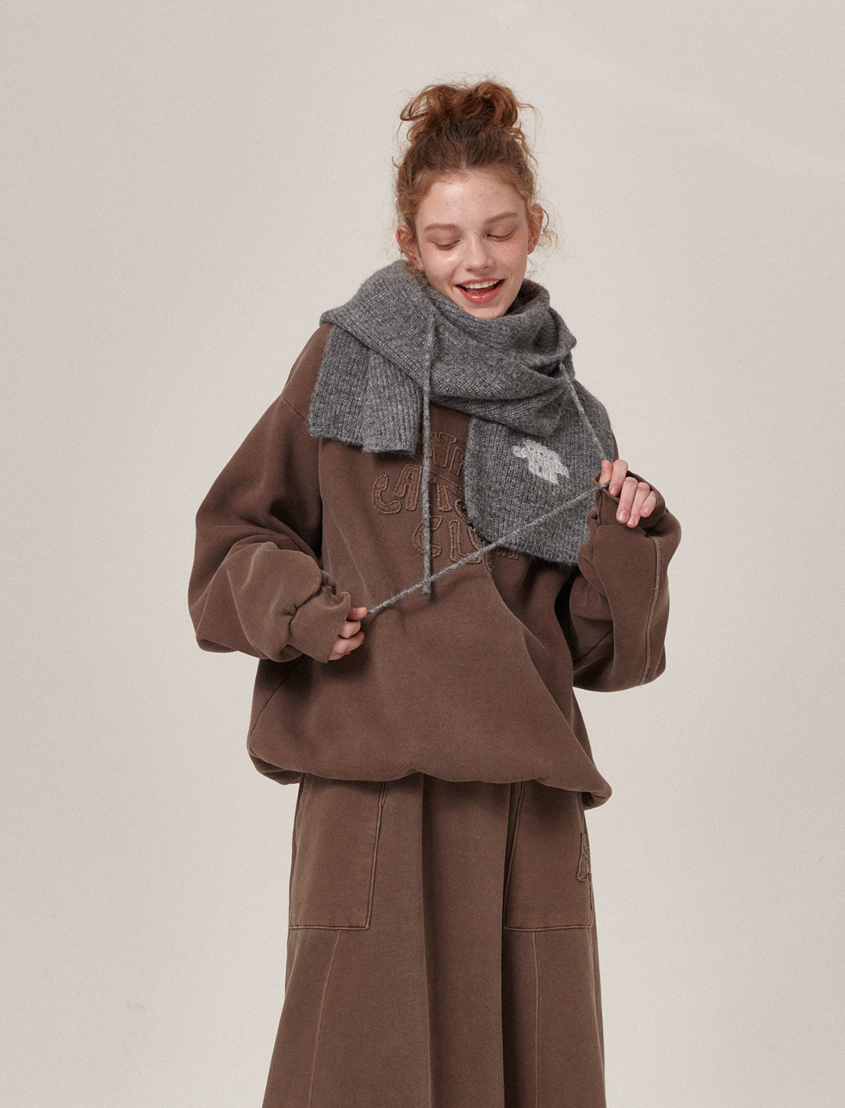 Serra Wool Hooded Muffler Grey - HAGO(하고)