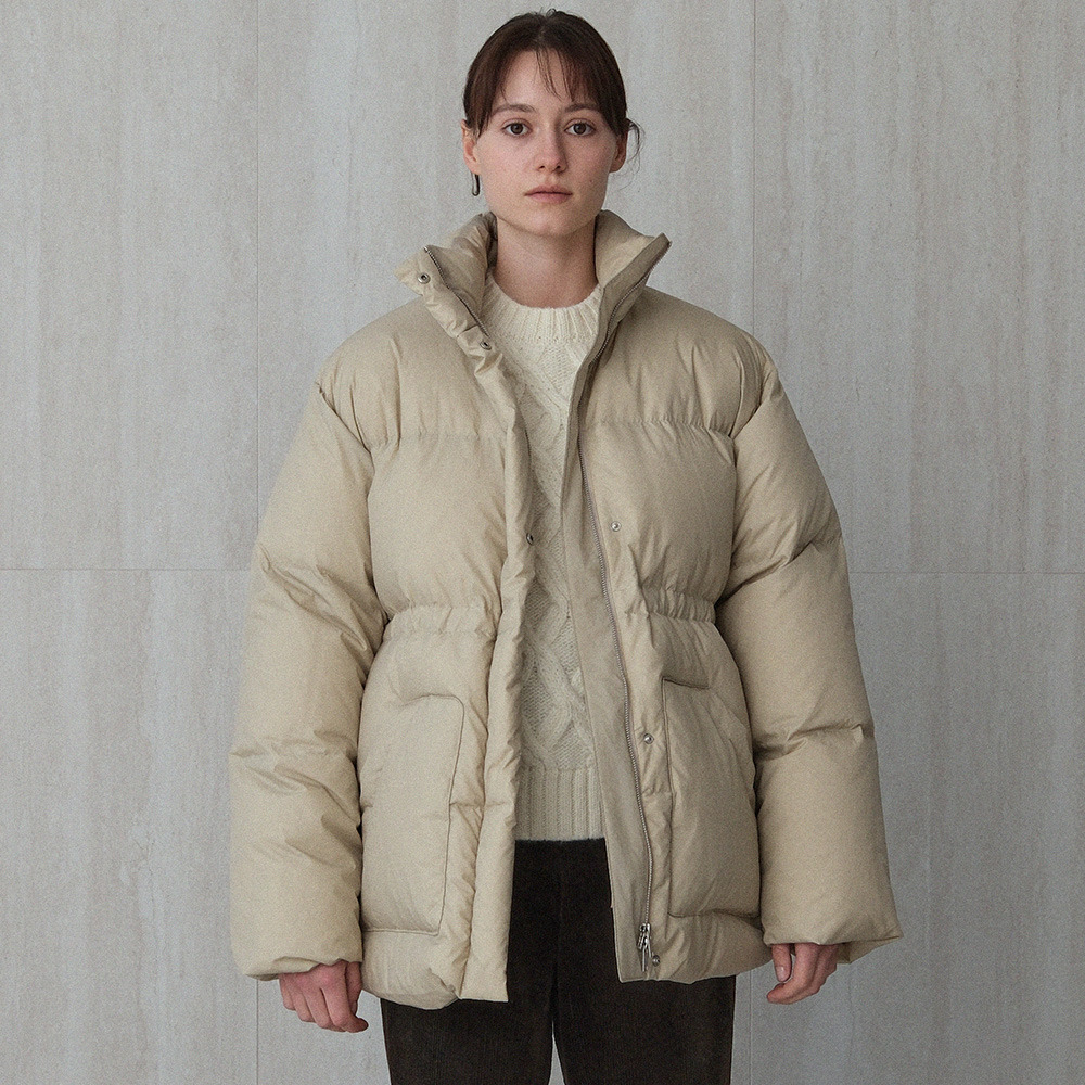 classic half down jacket (beige) - 하고(HAGO)