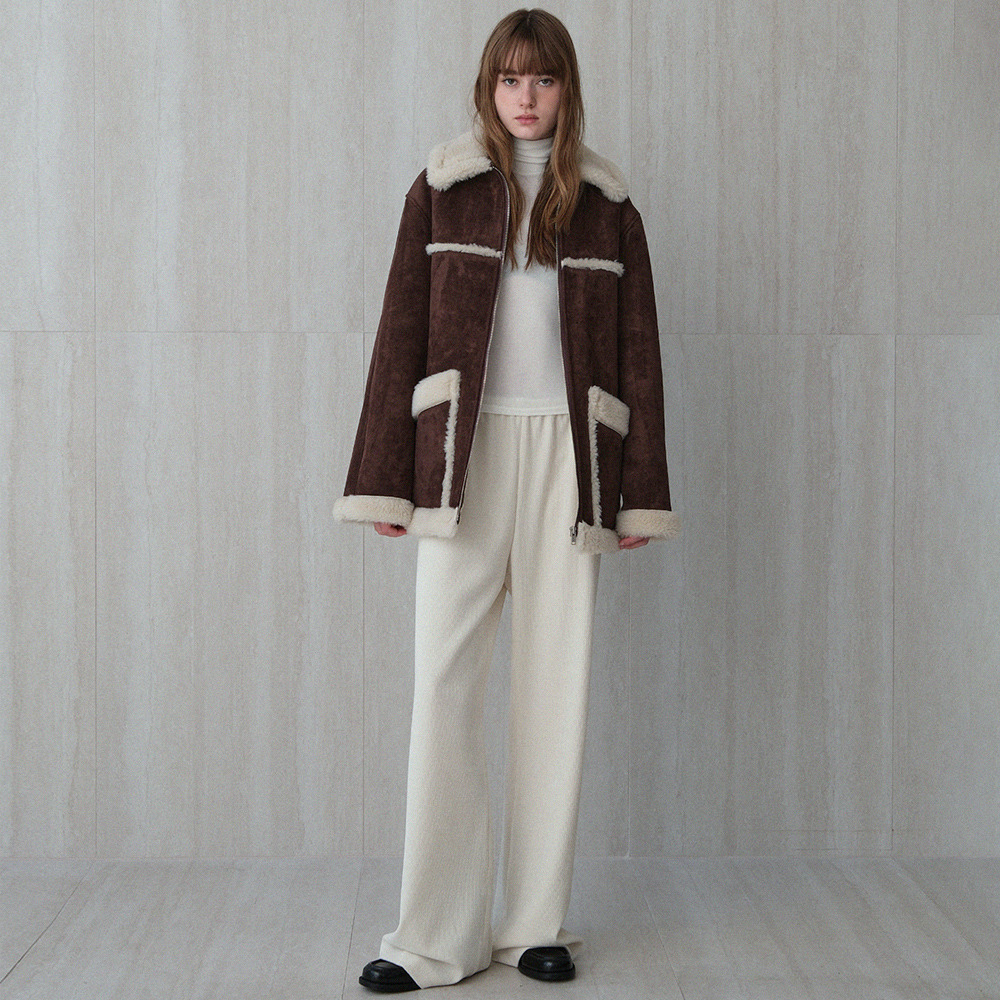 vintage shearling half jacket (brown) - 하고(HAGO)
